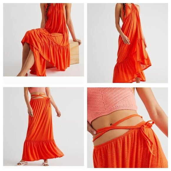 Free People | Skirts | Free People Fp Beach Skirt Large Orange ...
